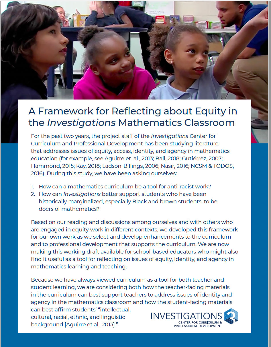 Project staff of the Investigations Center for Curriculum and ...